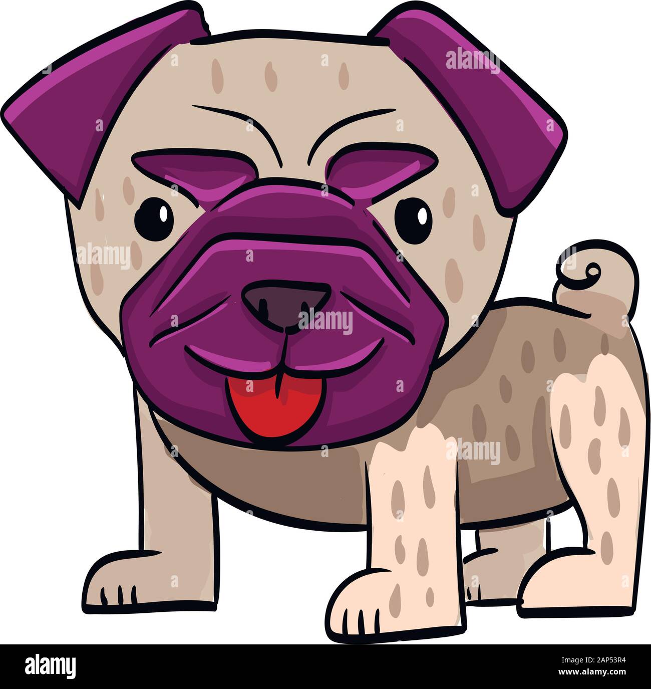 pug funny drawing cartoon dog at the white background Stock Vector ...
