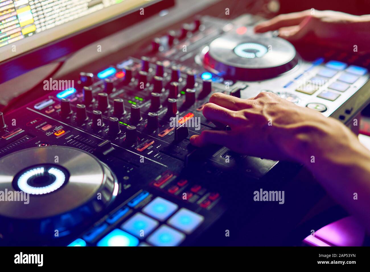 Dj mixes the track in the nightclub at a party Stock Photo - Alamy