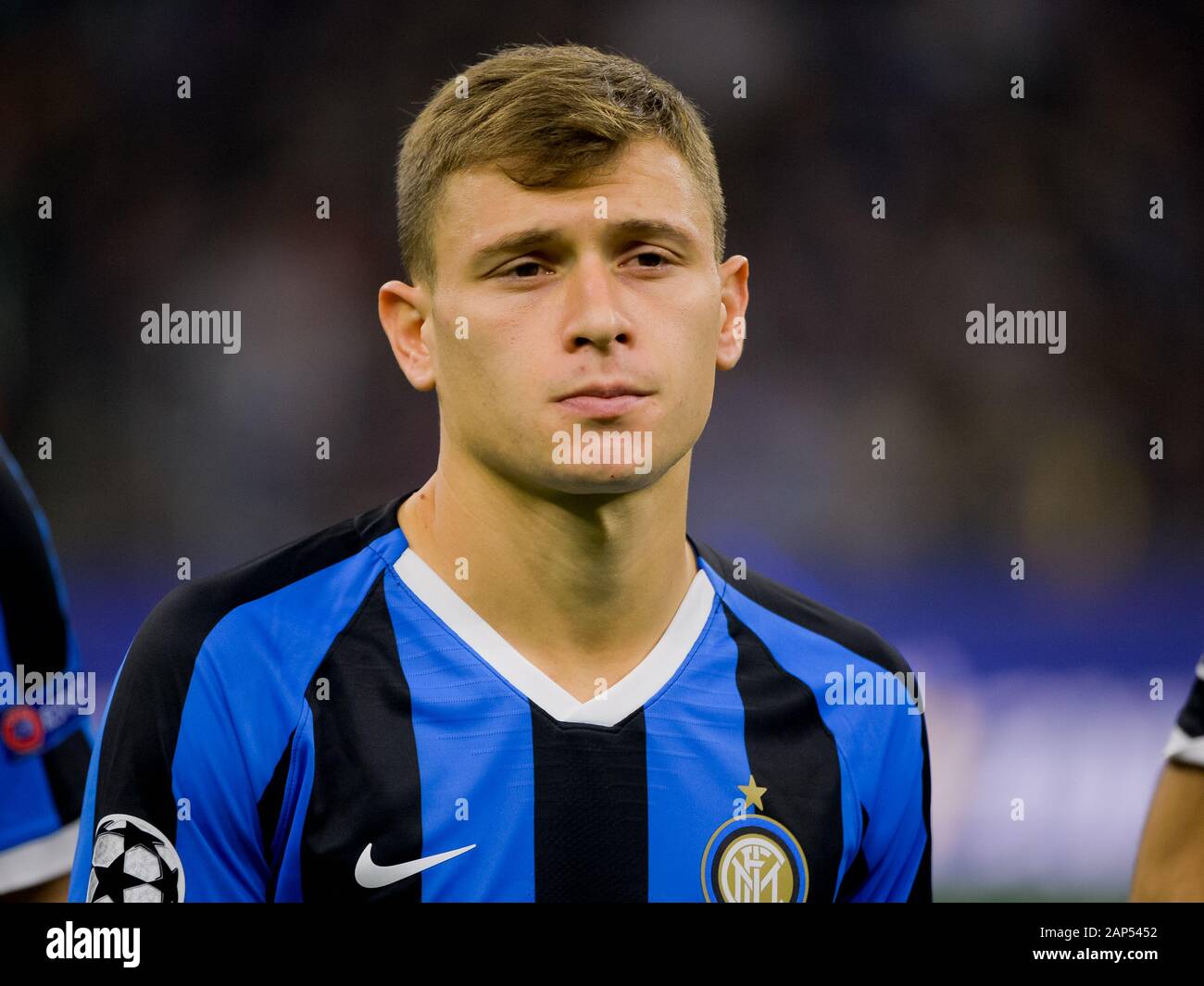 Milan - Oct 23, 2019: Nicolo Barella 23 portrait. FC Inter - Borussia ...