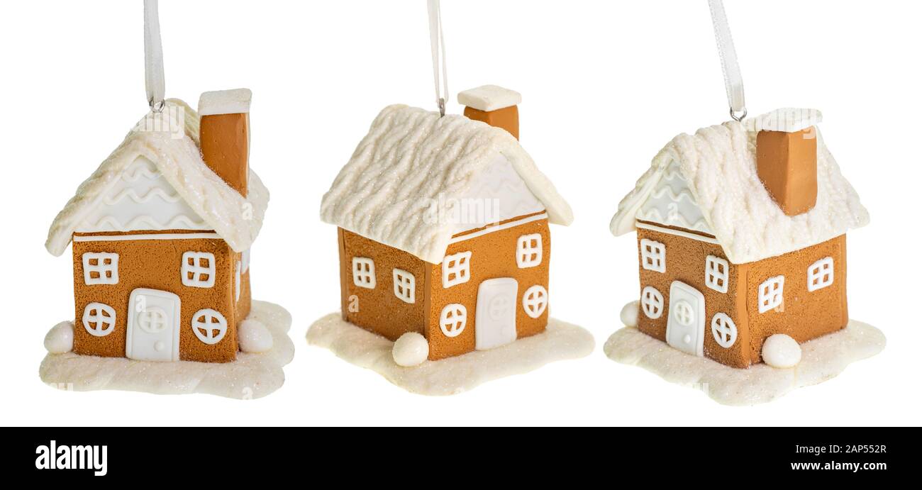 christmas decoration, ginger house on white isolated background Stock ...