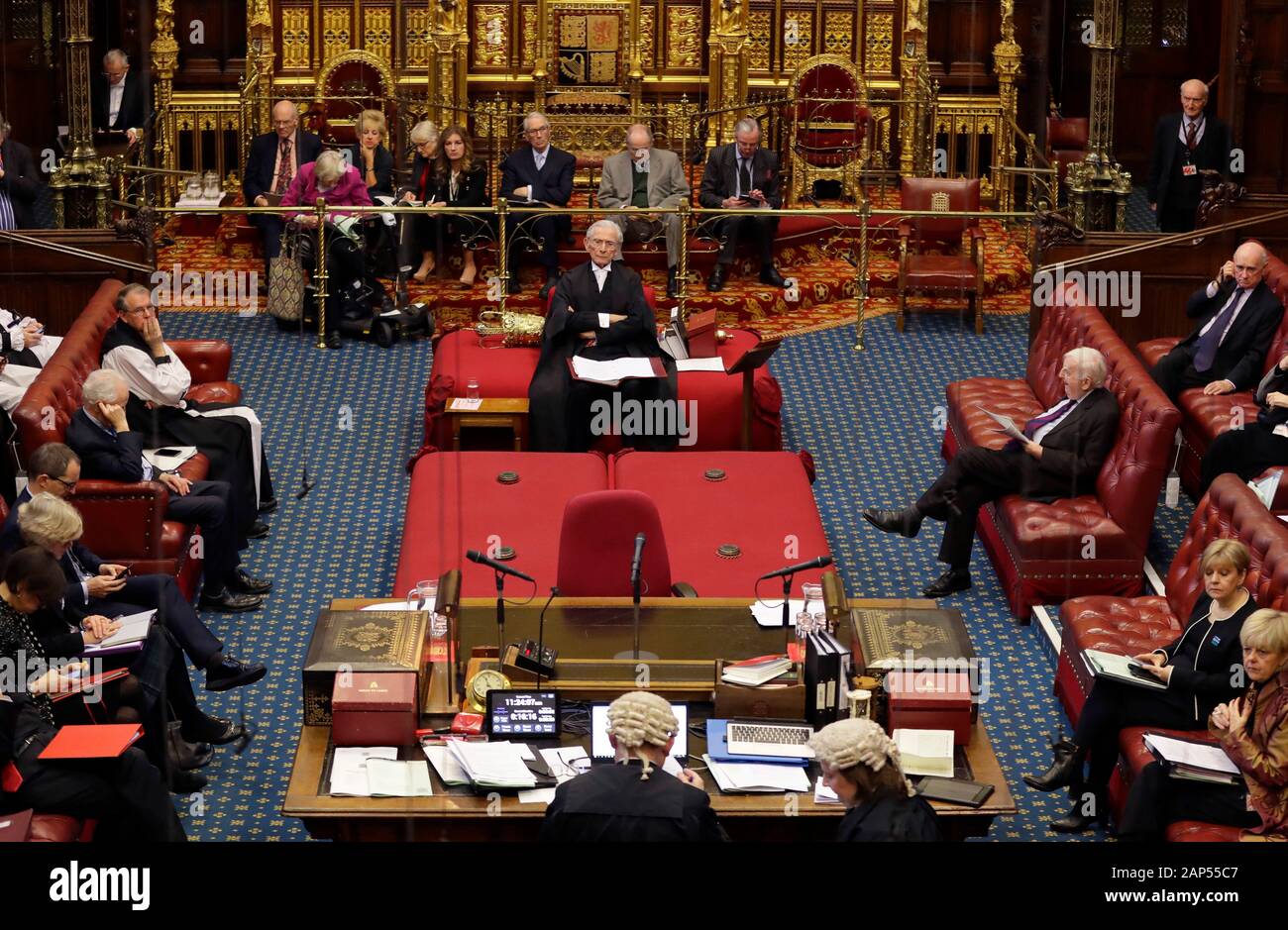 The Lord Speaker Lord Fowler listens inside the House of Lords in ...