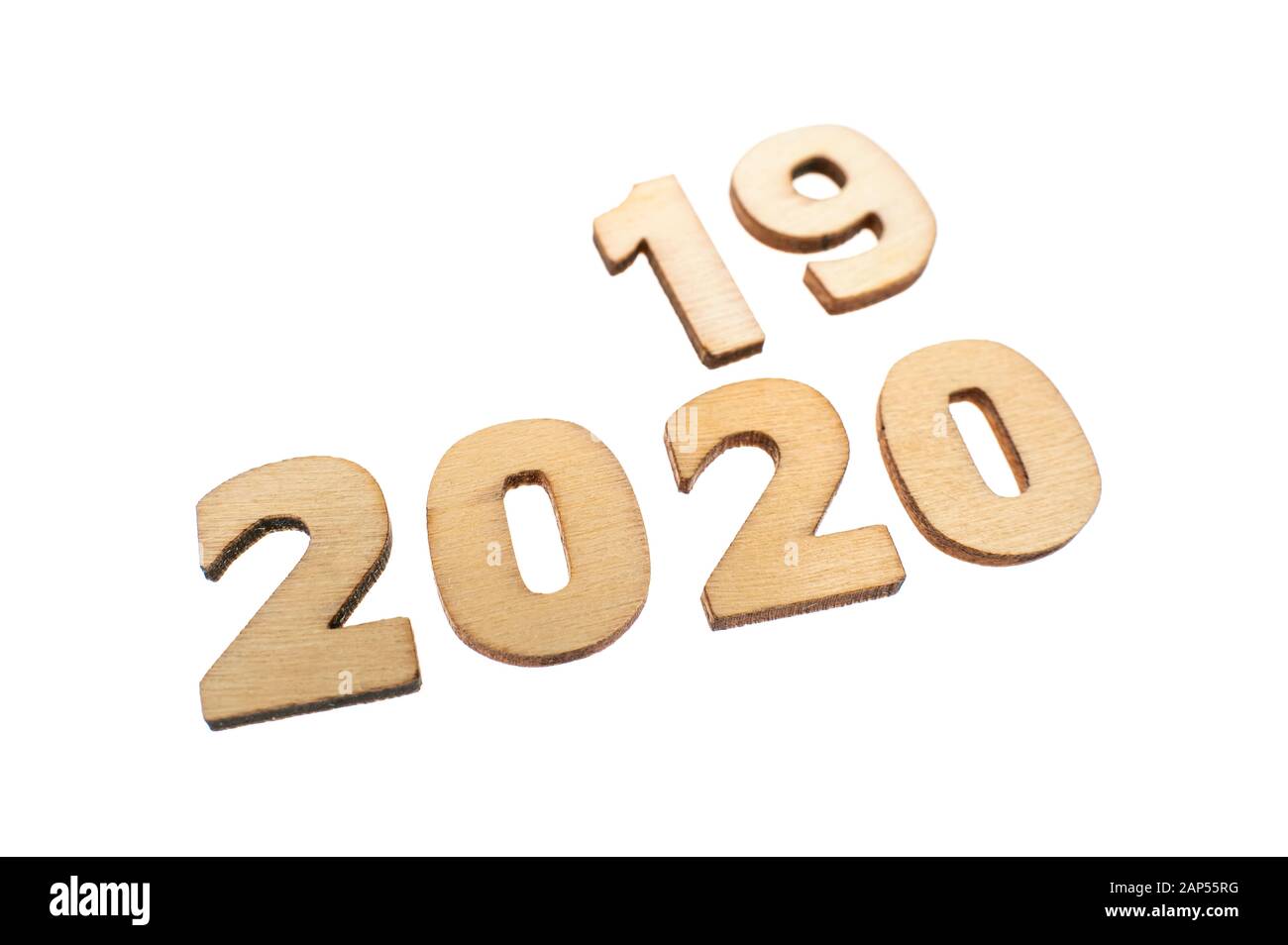 Happy New Year 2020 concept, change 2019 to 2020 number on white ...