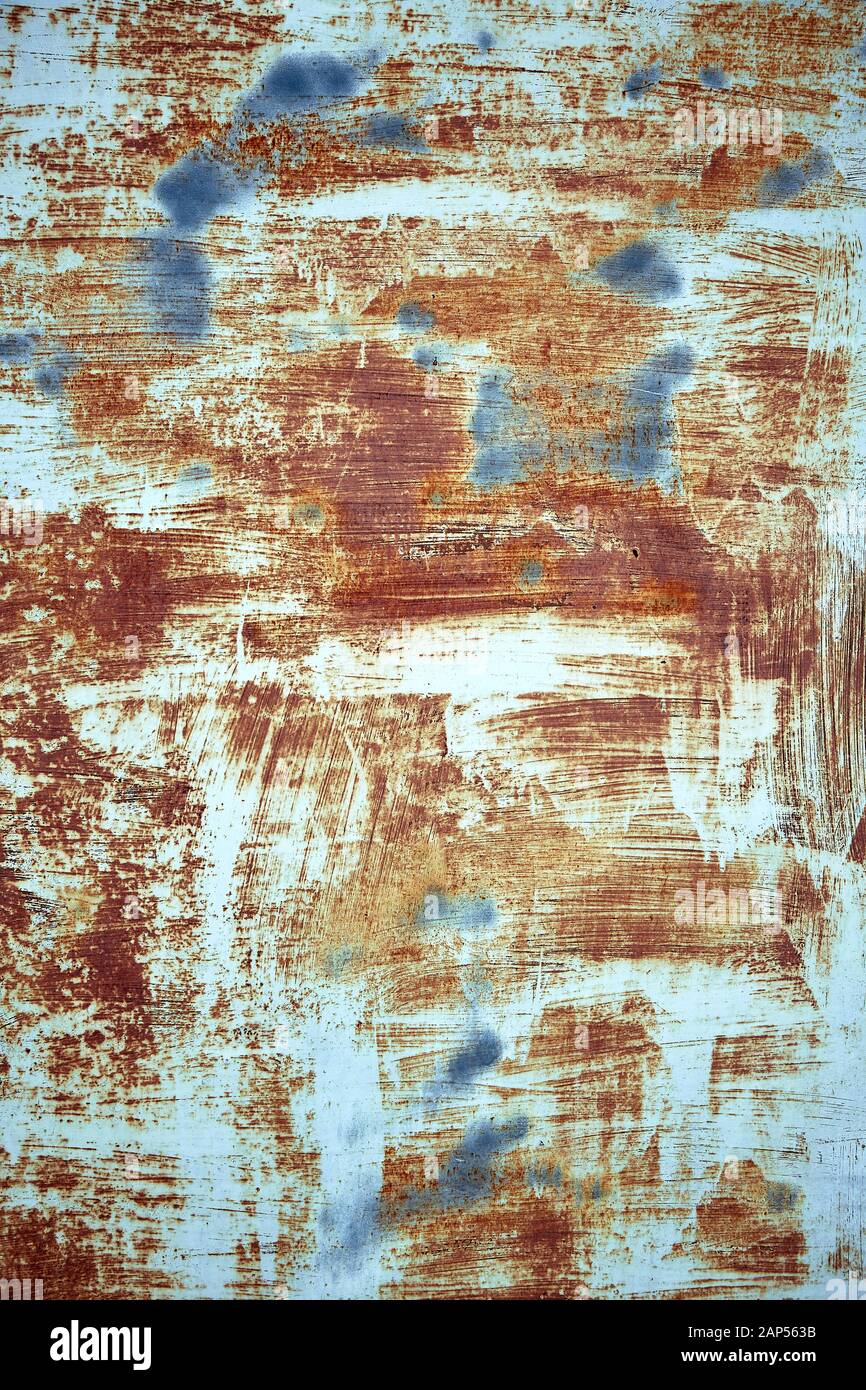 Rust metal texture with peeling paint, blue color. Textural background ...