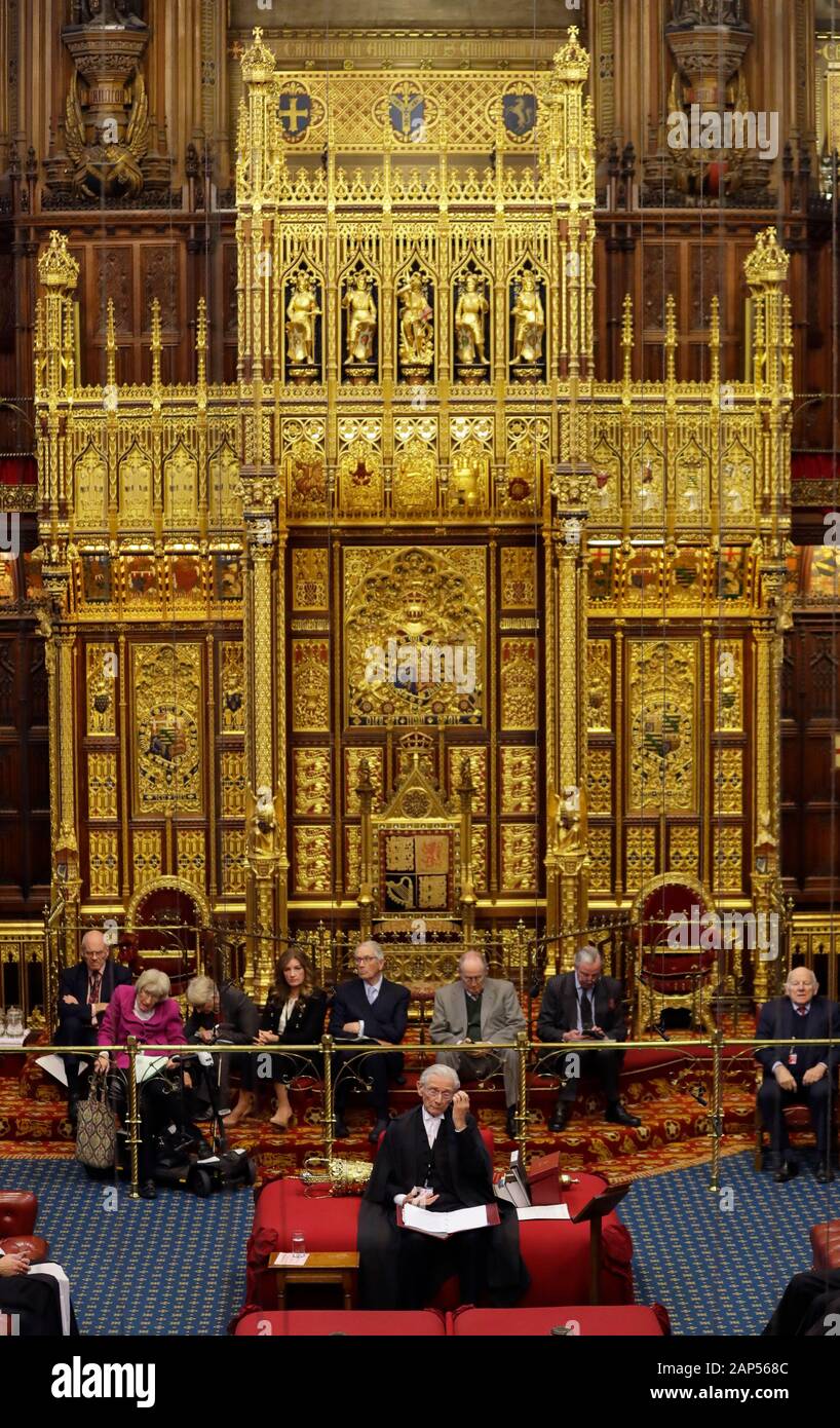 The Lord Speaker Lord Fowler listens inside the House of Lords in ...