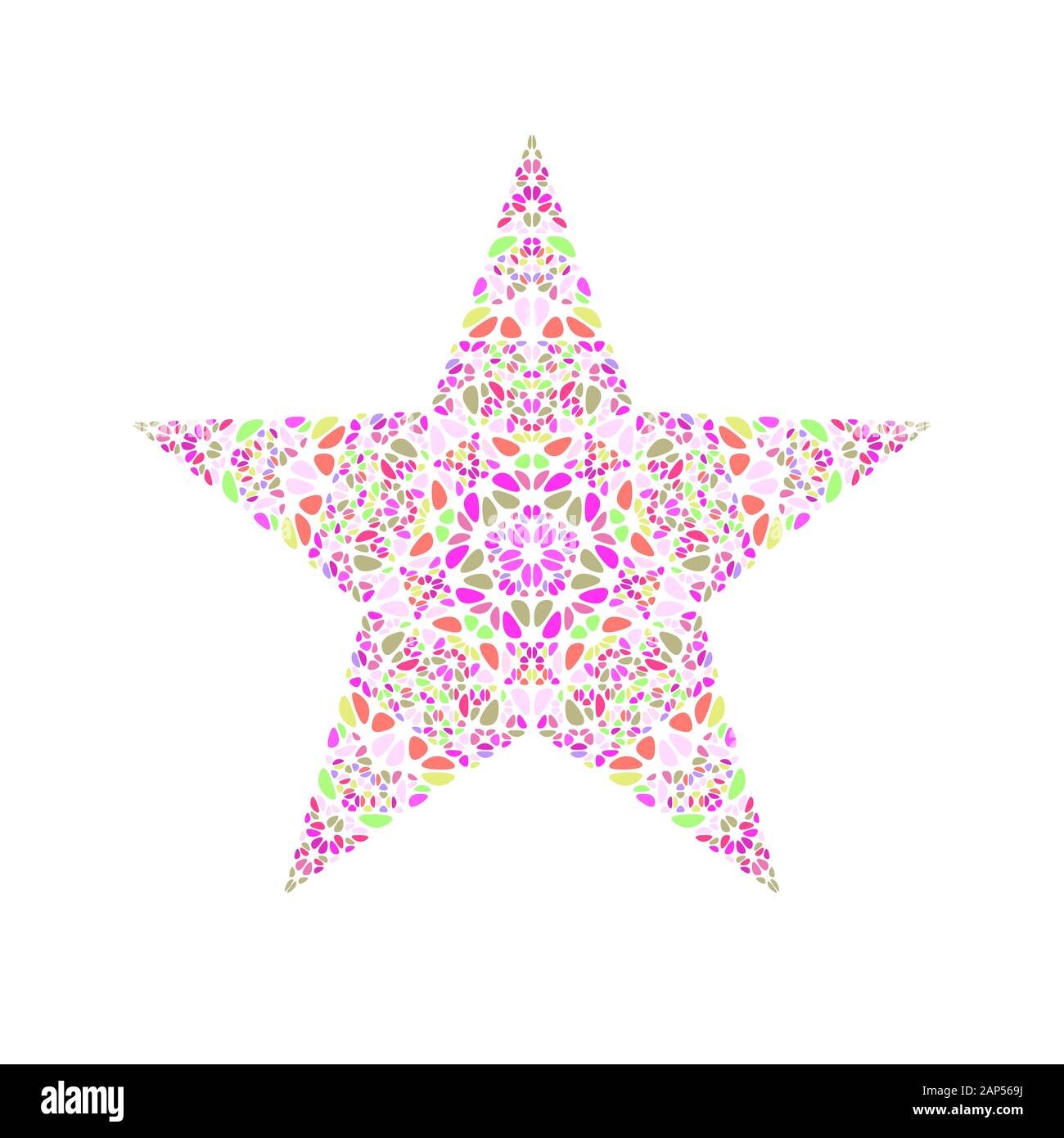 Isolated floral mosaic ornament star polygon - colorful geometrical ...