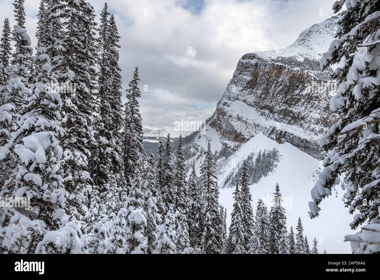 Winter View of Fairview Mountain above Lake Louise in Banff National ...