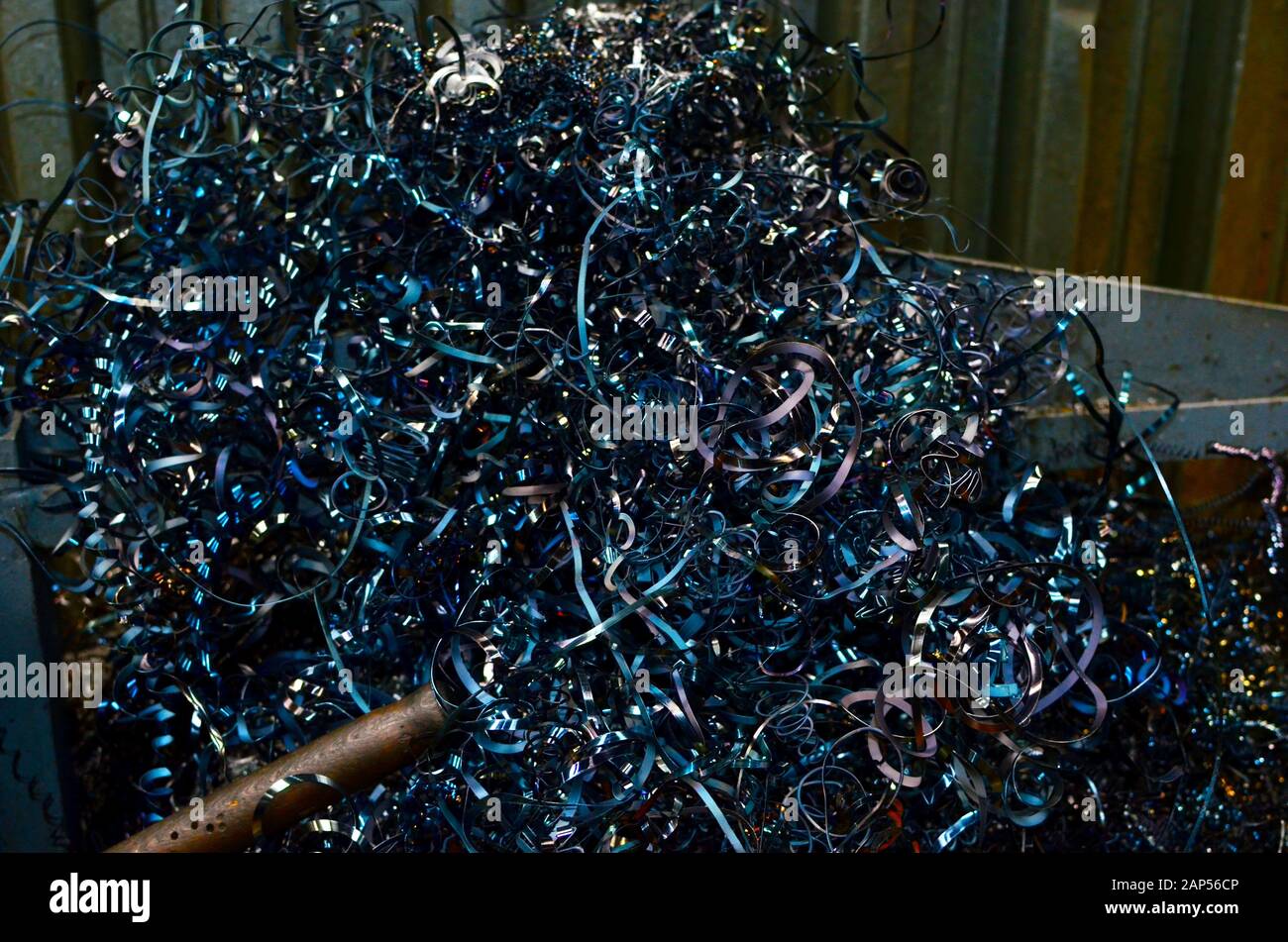 Steel scrap materials recycling. Aluminum chip waste after machining ...