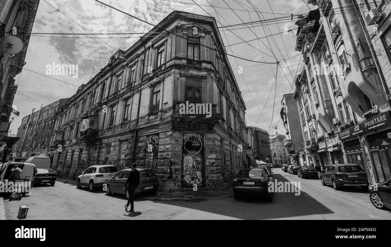 Downtown bucharest Black and White Stock Photos & Images - Alamy