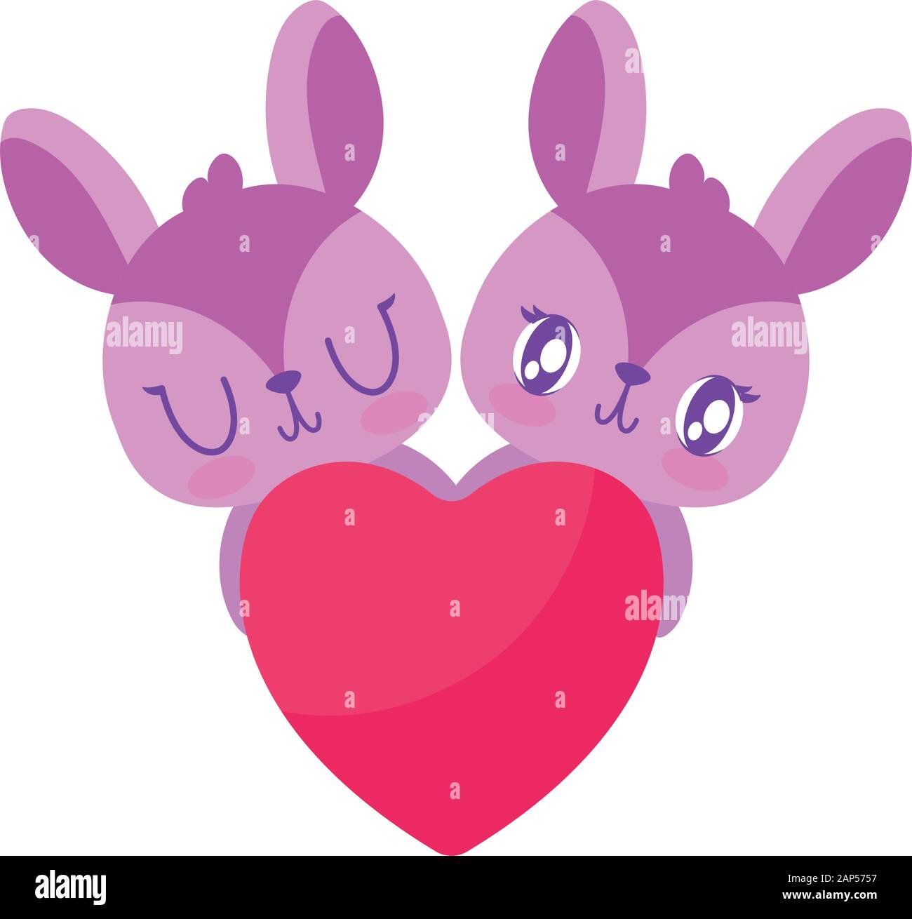 Rabbits cartoons and heart design of love passion romantic valentines ...