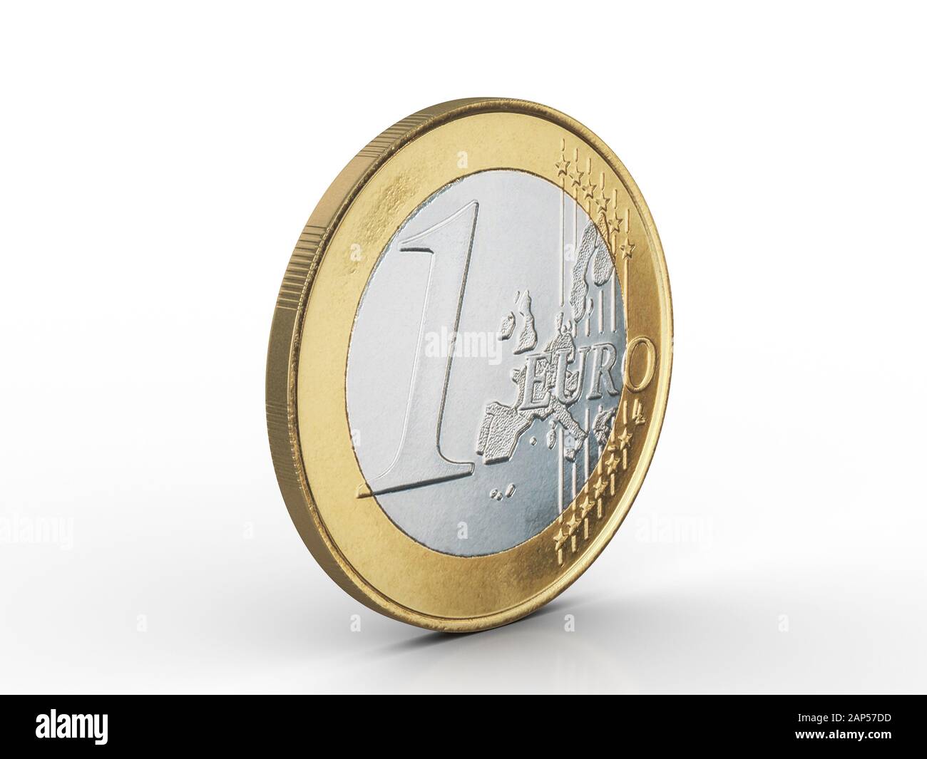 One euro coin on a white background. 3d illustration Stock Photo - Alamy