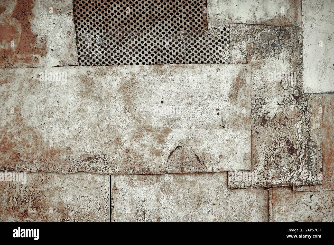 metal texture with metal patchwork. cold shades. iron background, copy ...