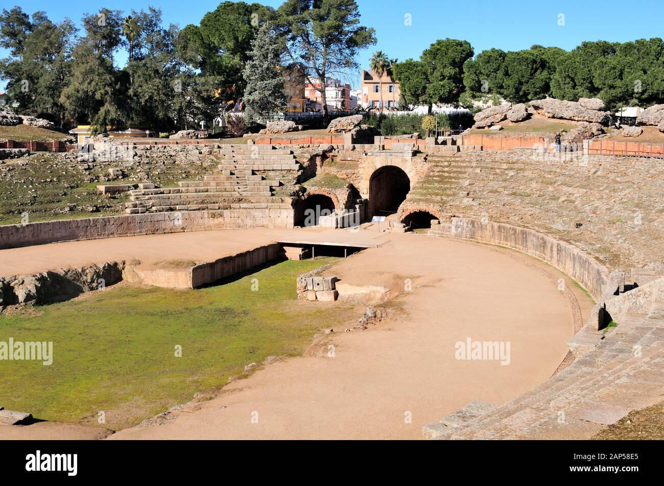 Roman amphitheatre in Merida, Spain Stock Photo - Alamy