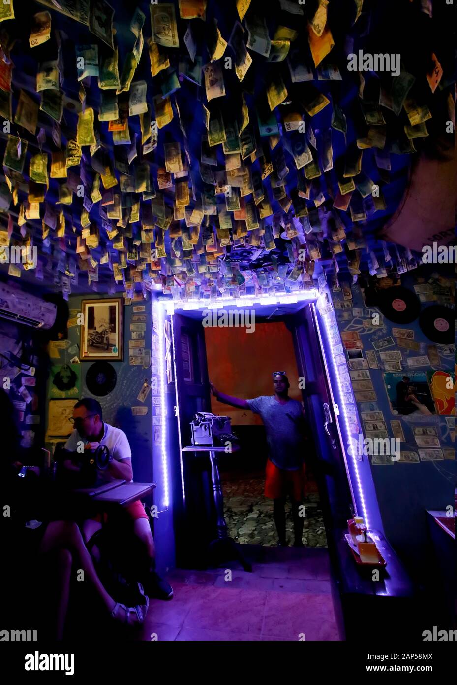 Ceiling notes in a bar at Trinidad.Cuba Stock Photo - Alamy
