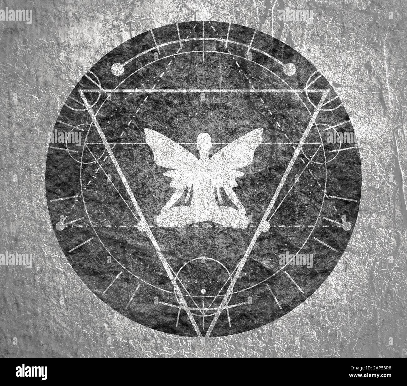 Mystery, witchcraft, occult and alchemy tattoo sign. Mystical vintage ...