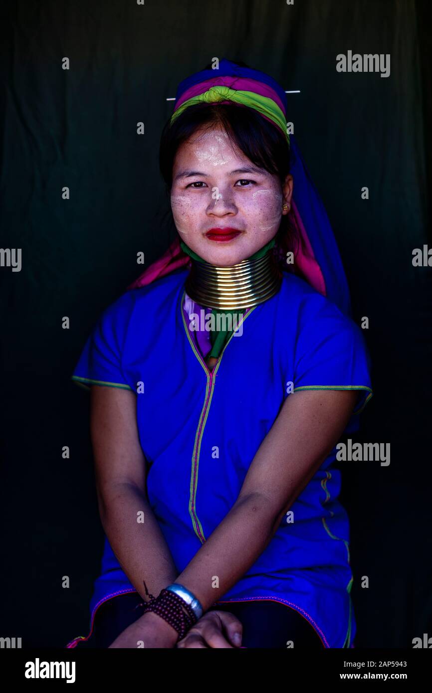 A Portrait Of A Young Ethnic Kayan (Long Neck) Woman, Loikaw, Kayah ...