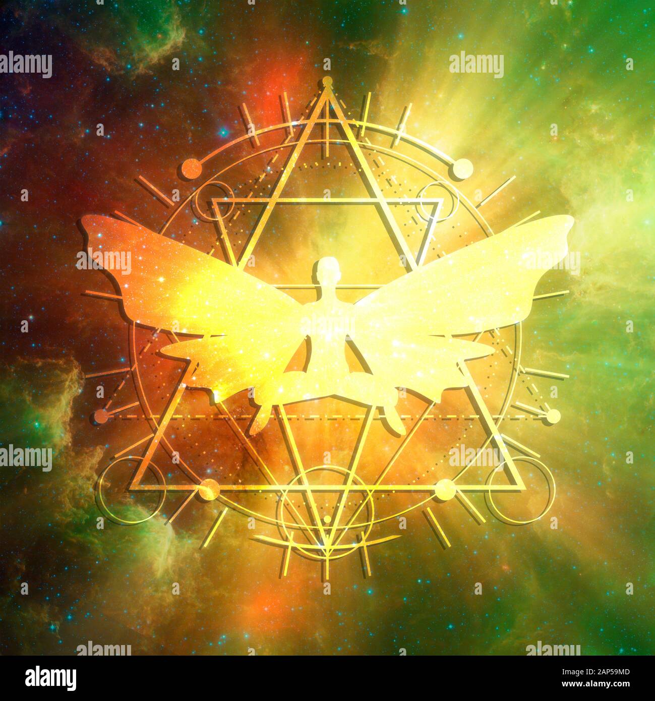 Witchcraft, occult and alchemy sign. Mystical geometry thin lines ...