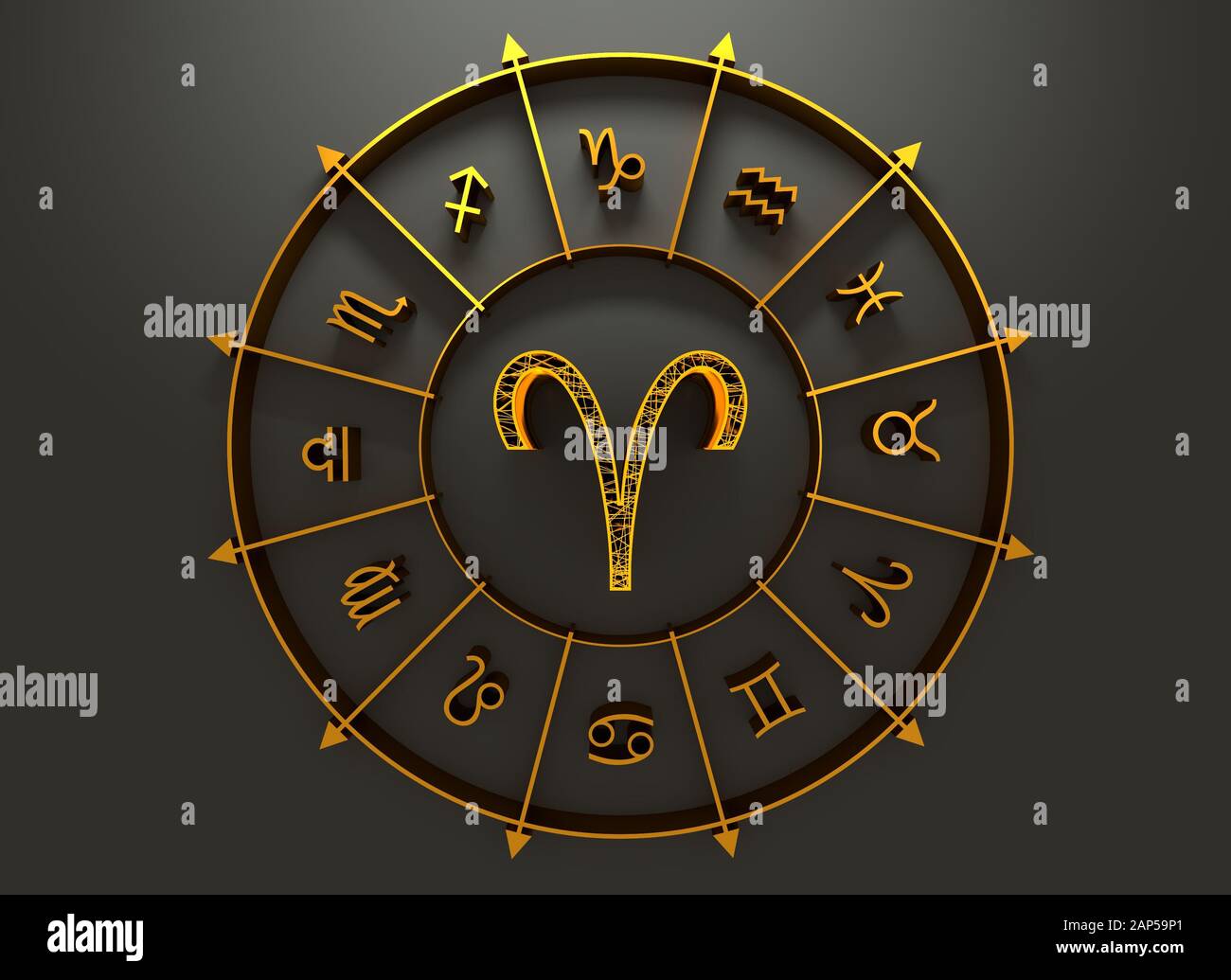 Ram astrology sign. Yellow astrological symbol in the circle of others ...