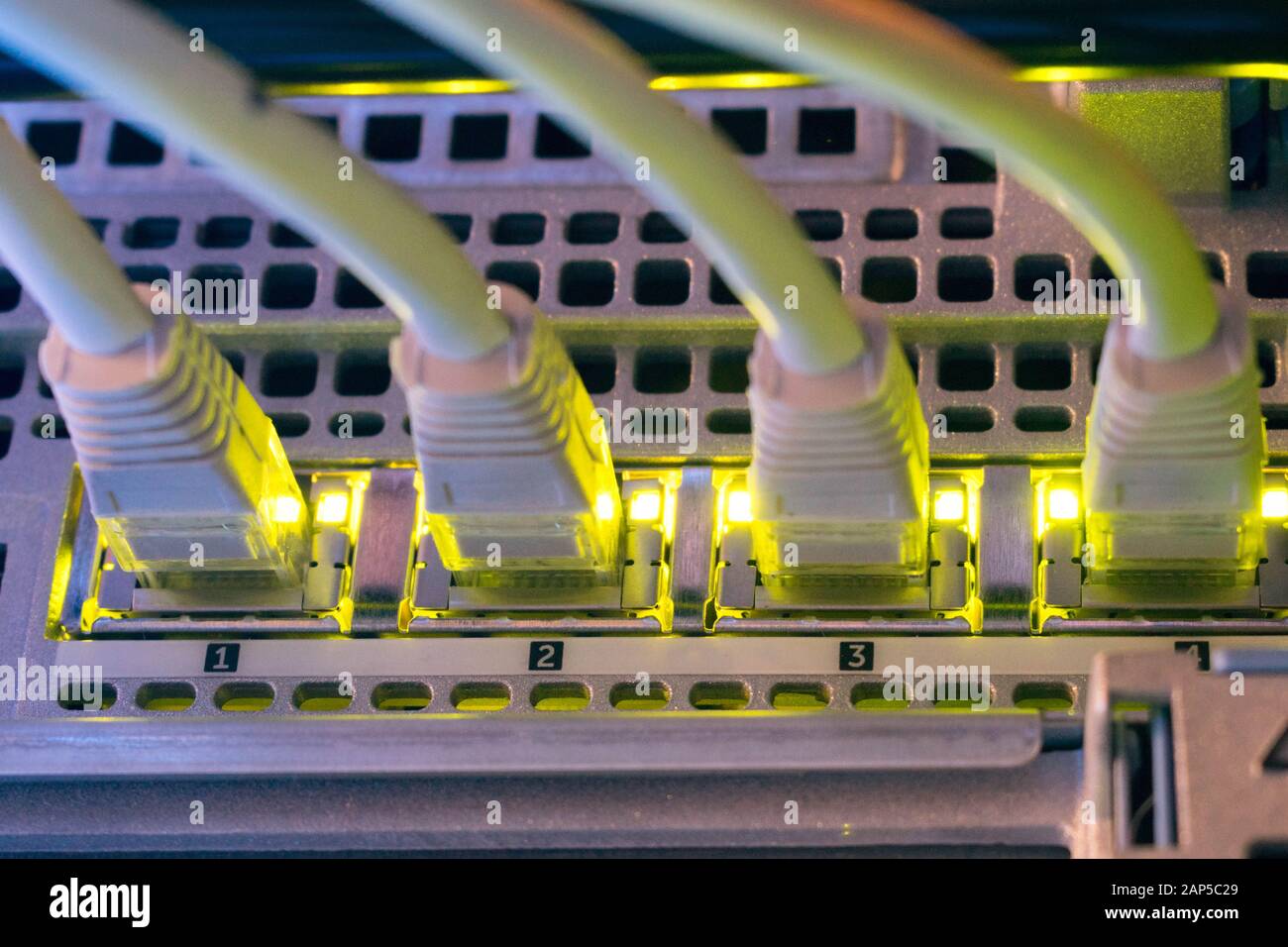 Four internet twisted pair wires are connected to the router interfaces ...