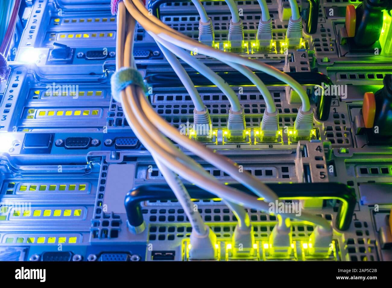 Powerful computer equipment of a modern data center is in the server ...