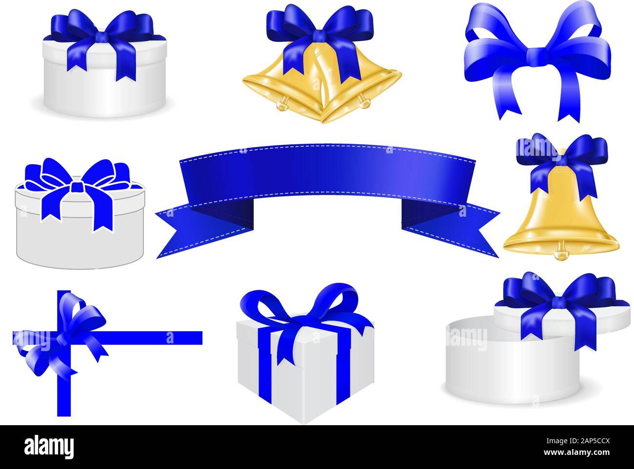 Gift box with blue ribbon bow Stock Vector Image & Art - Alamy