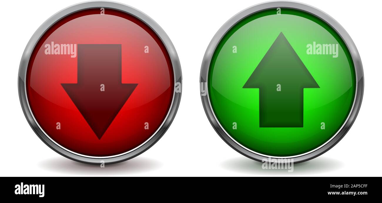 Red and green glass buttons. Up and down arrows Stock Vector Image ...
