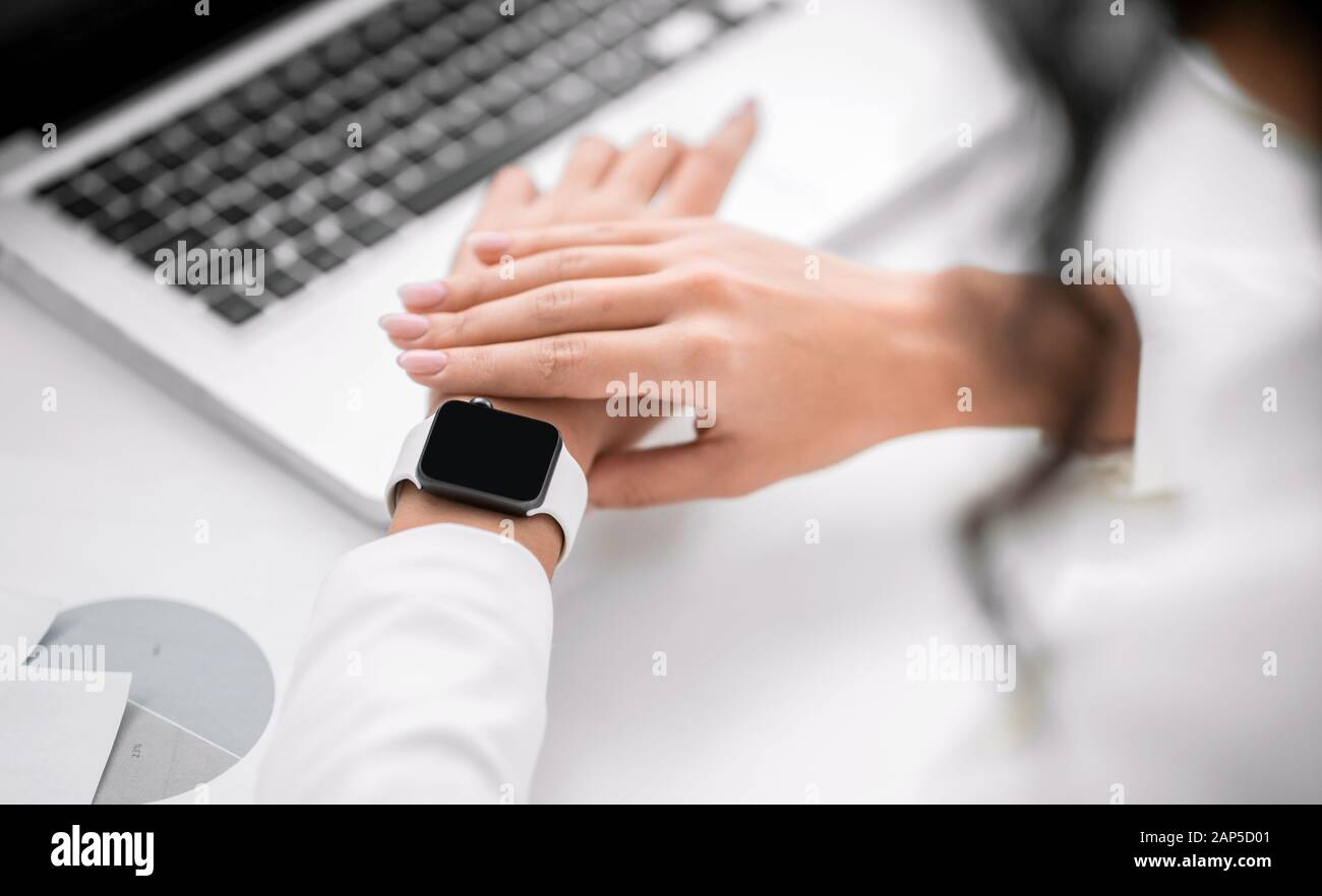Girl Wrist Watch Time Black High Resolution Stock Photography and ...