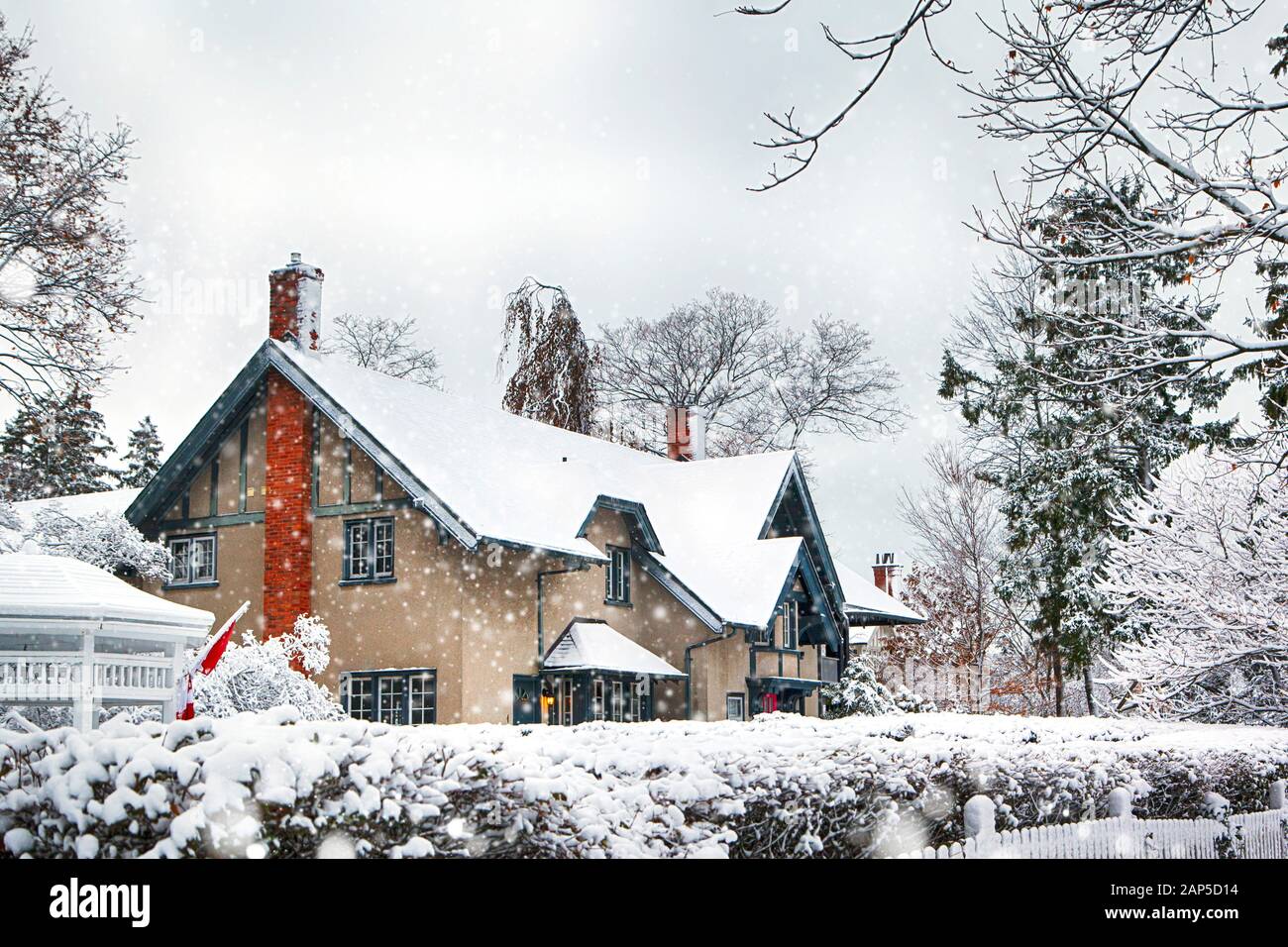 Beautiful house covered snow located in the Queen Street, Niagara on ...