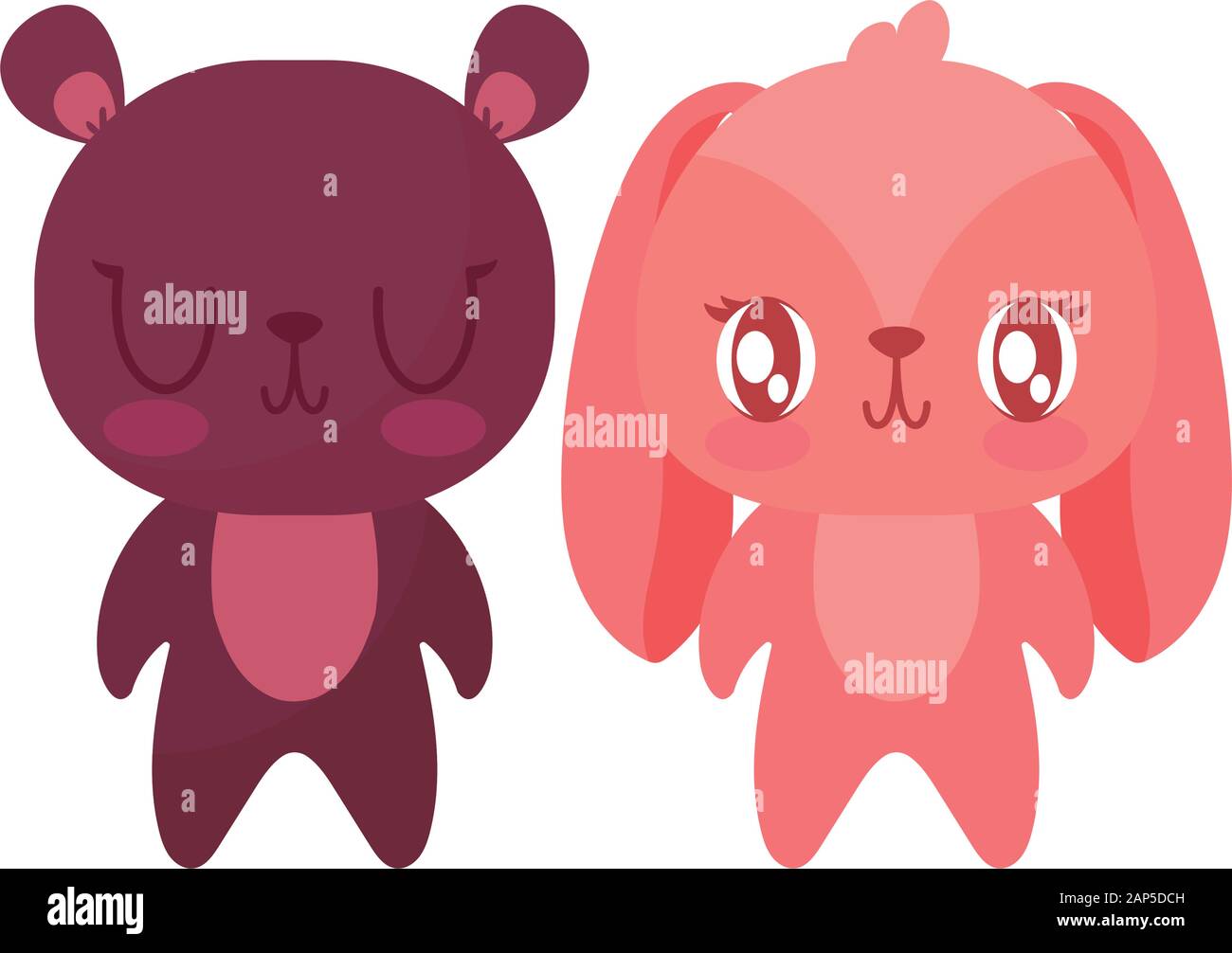 Cute bear and rabbit cartoon design, Animal zoo life nature character ...