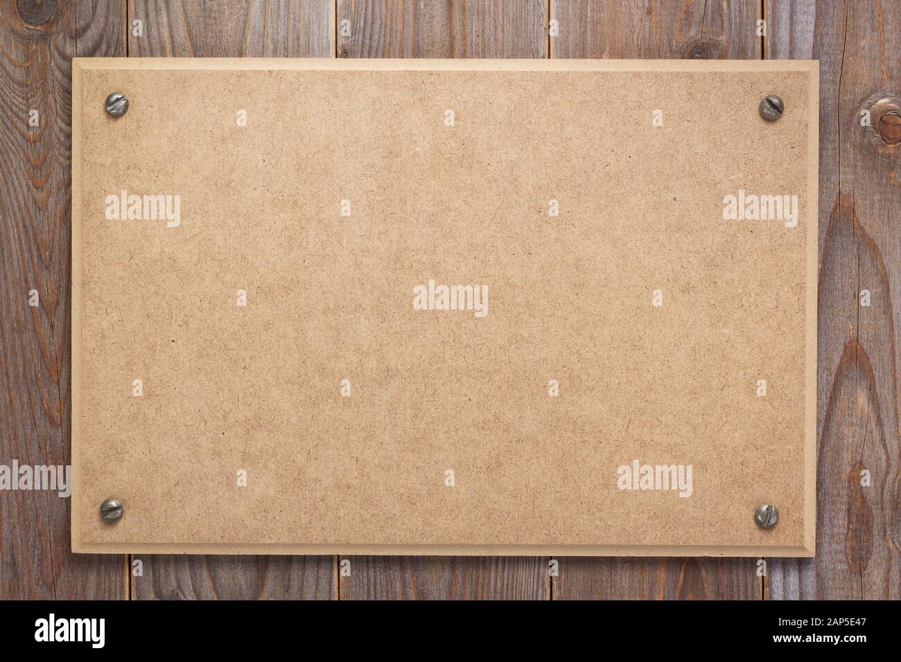 nameplate at wooden background texture surface, with screws Stock Photo ...
