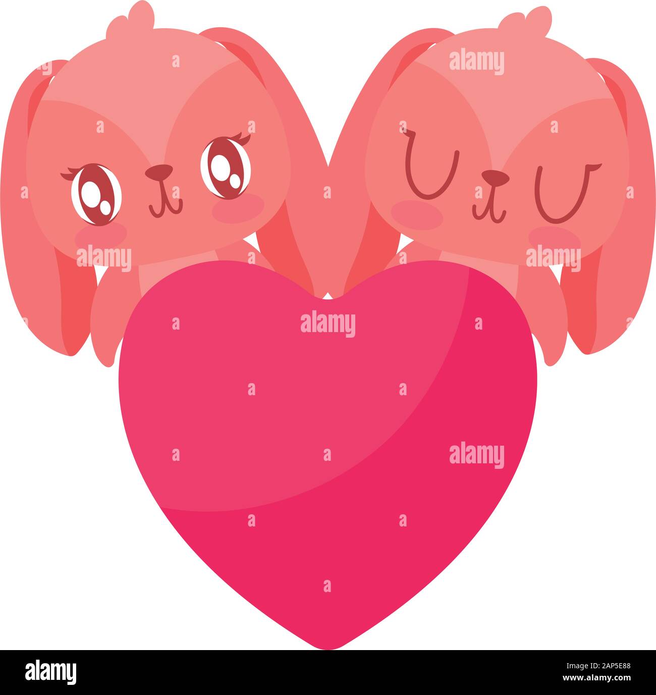 Rabbits cartoons and heart design of love passion romantic valentines ...
