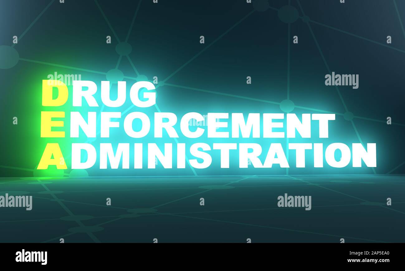Acronym DEA - Drug Enforcement Administration. 3D rendering. USA ...