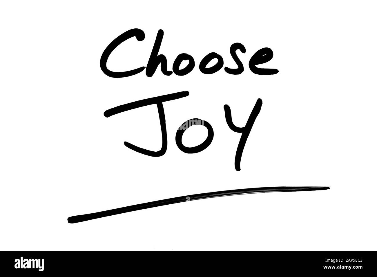 Choose JOY handwritten on a white background Stock Photo - Alamy