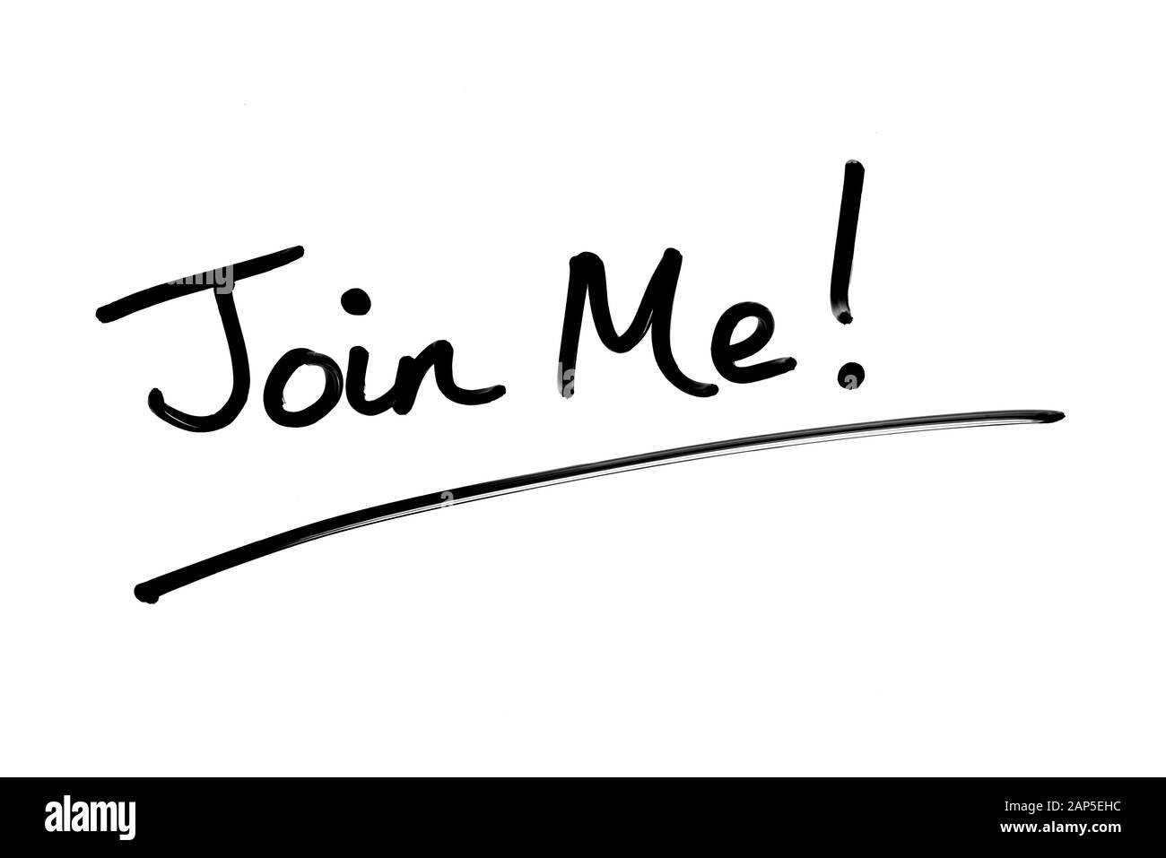 Join Me! handwritten over a white background Stock Photo - Alamy