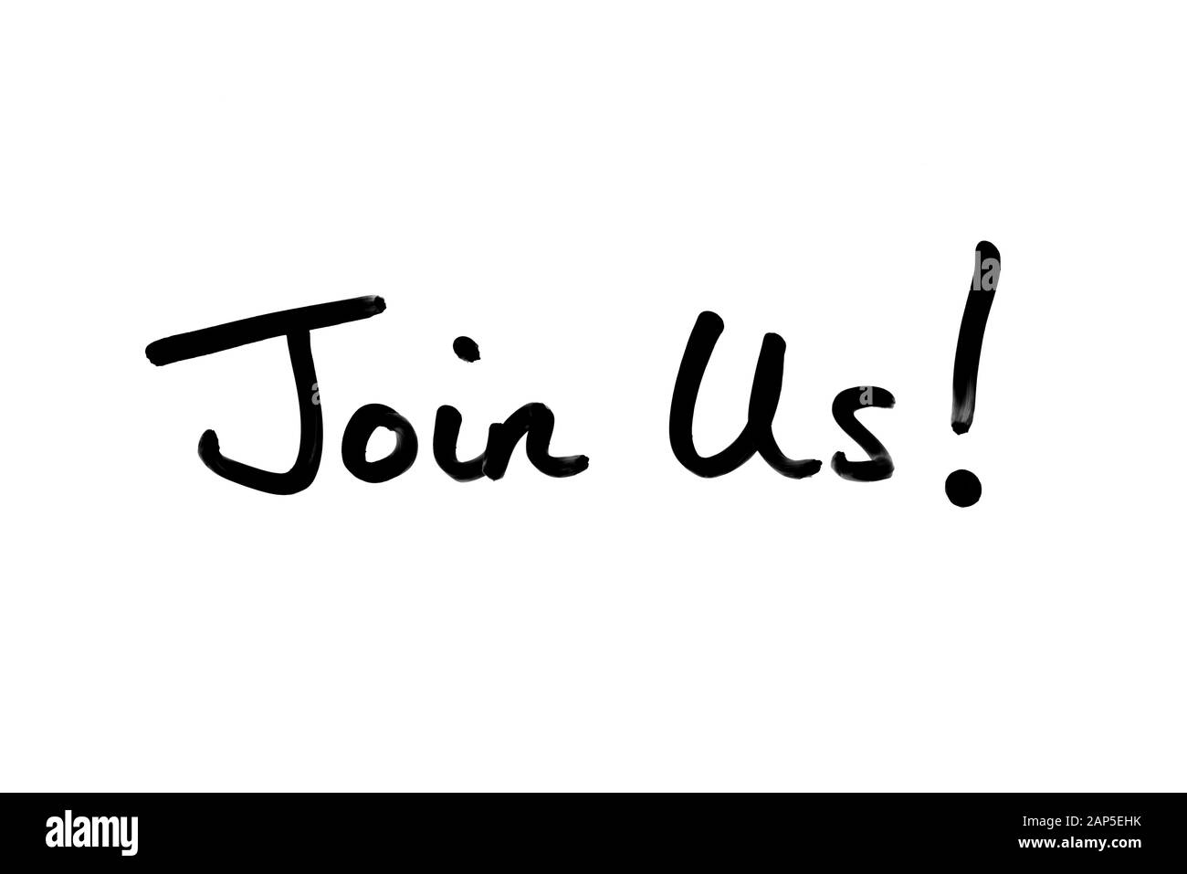 Join Us! handwritten over a white background Stock Photo - Alamy