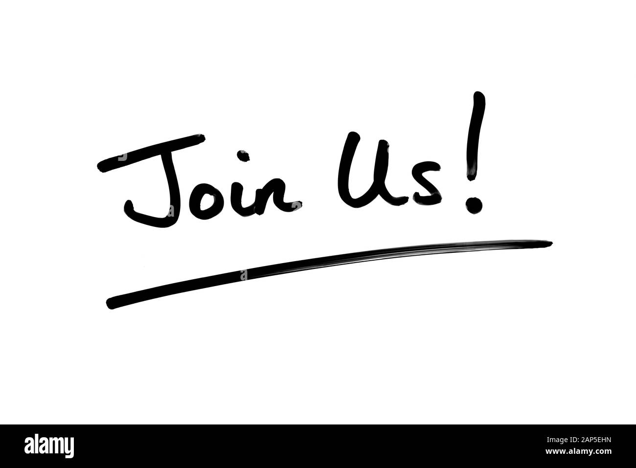 Join Us! handwritten over a white background Stock Photo - Alamy