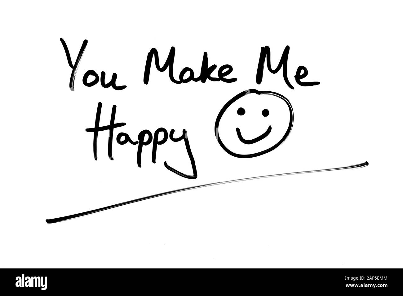 You Make Me Happy handwritten on a white background Stock Photo - Alamy