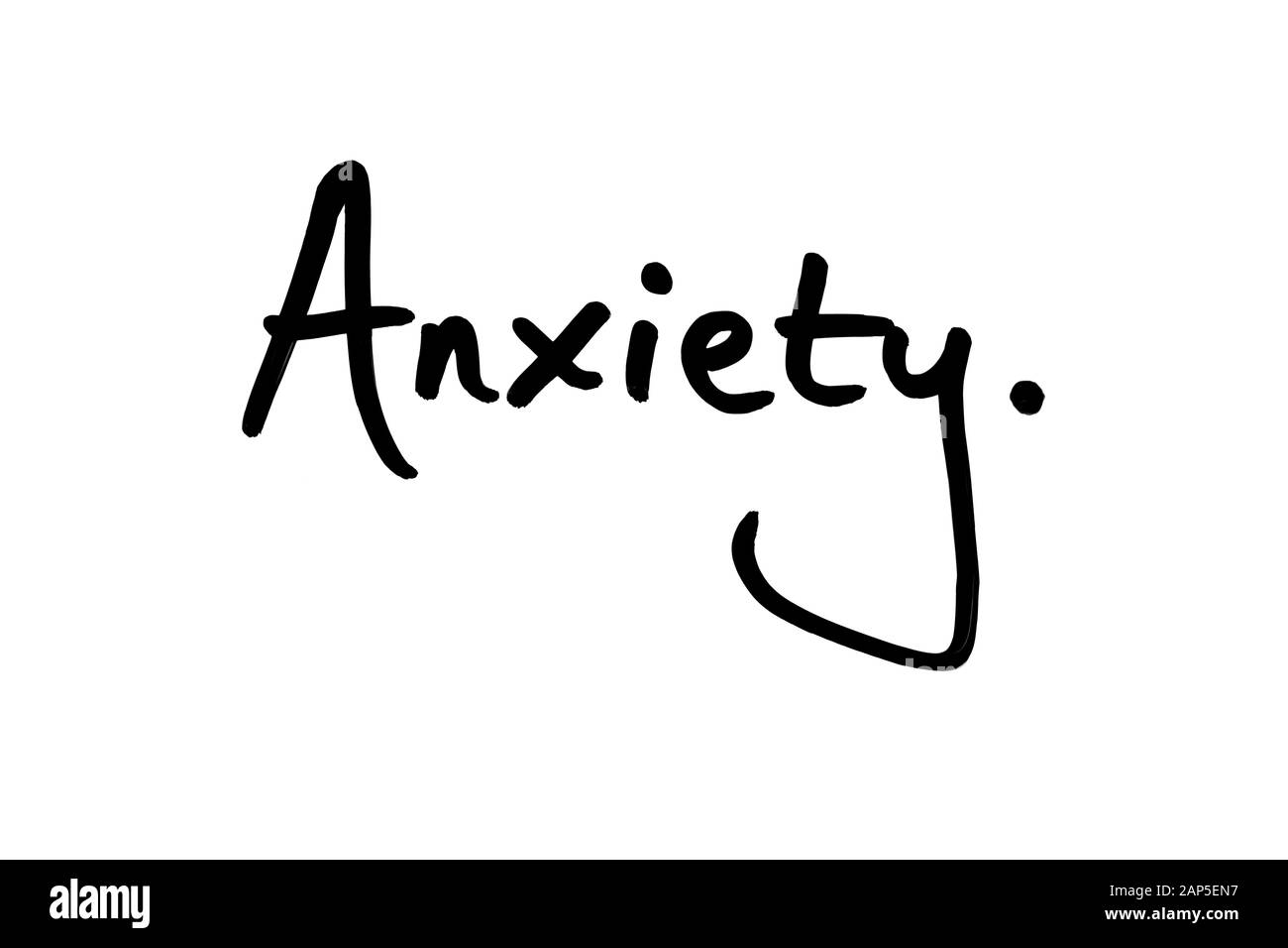 Anxiety handwritten on a white background Stock Photo - Alamy