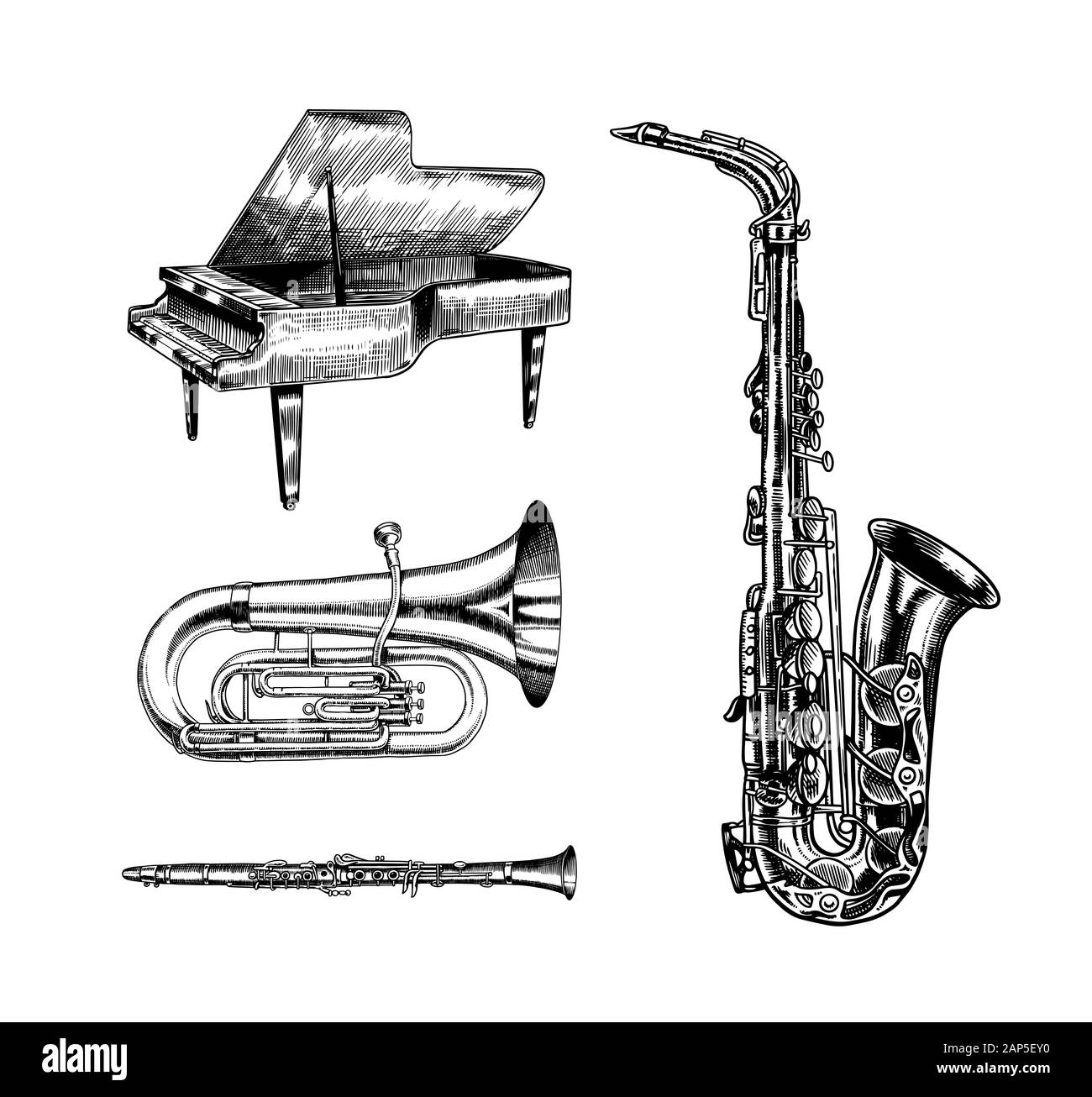 Musical instruments sketch hi-res stock photography and images - Alamy