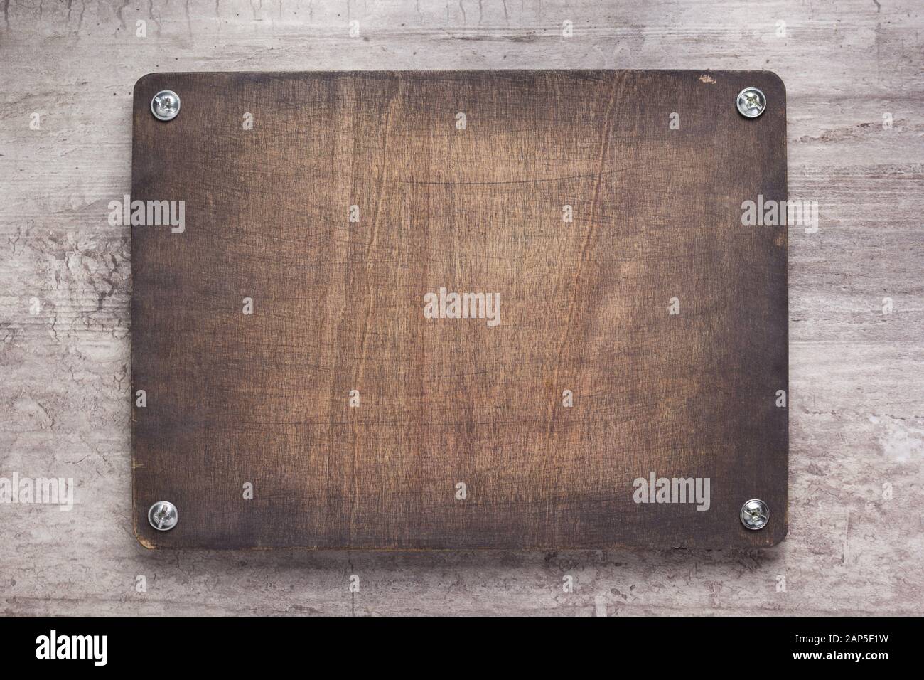 nameplate at wooden background texture surface, with screws Stock Photo ...