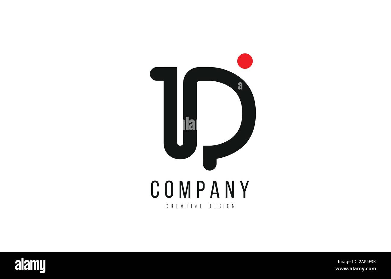 red and black dot D alphabet letter for company business logo or ...