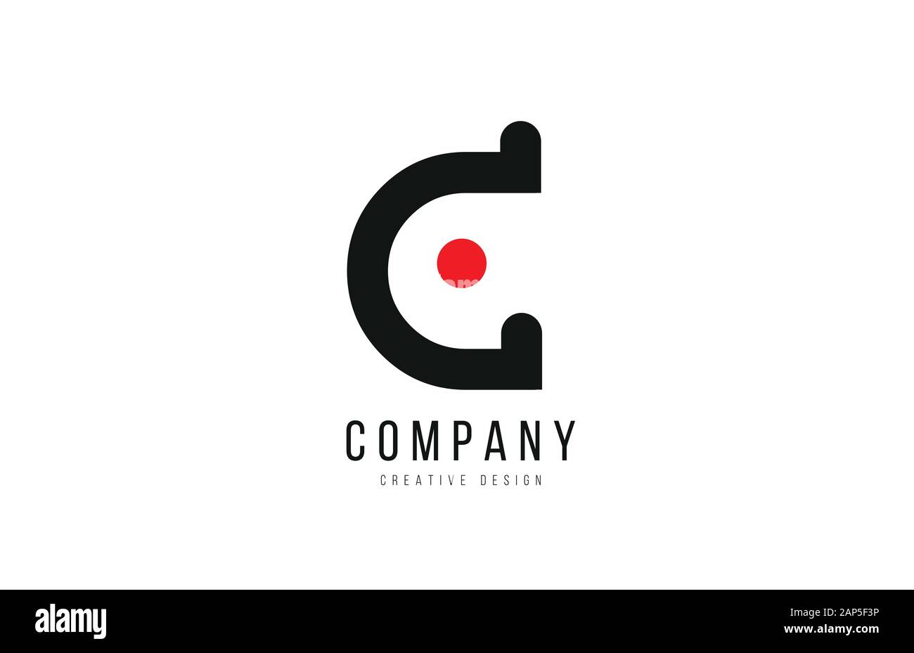 red and black dot C alphabet letter for company business logo or ...