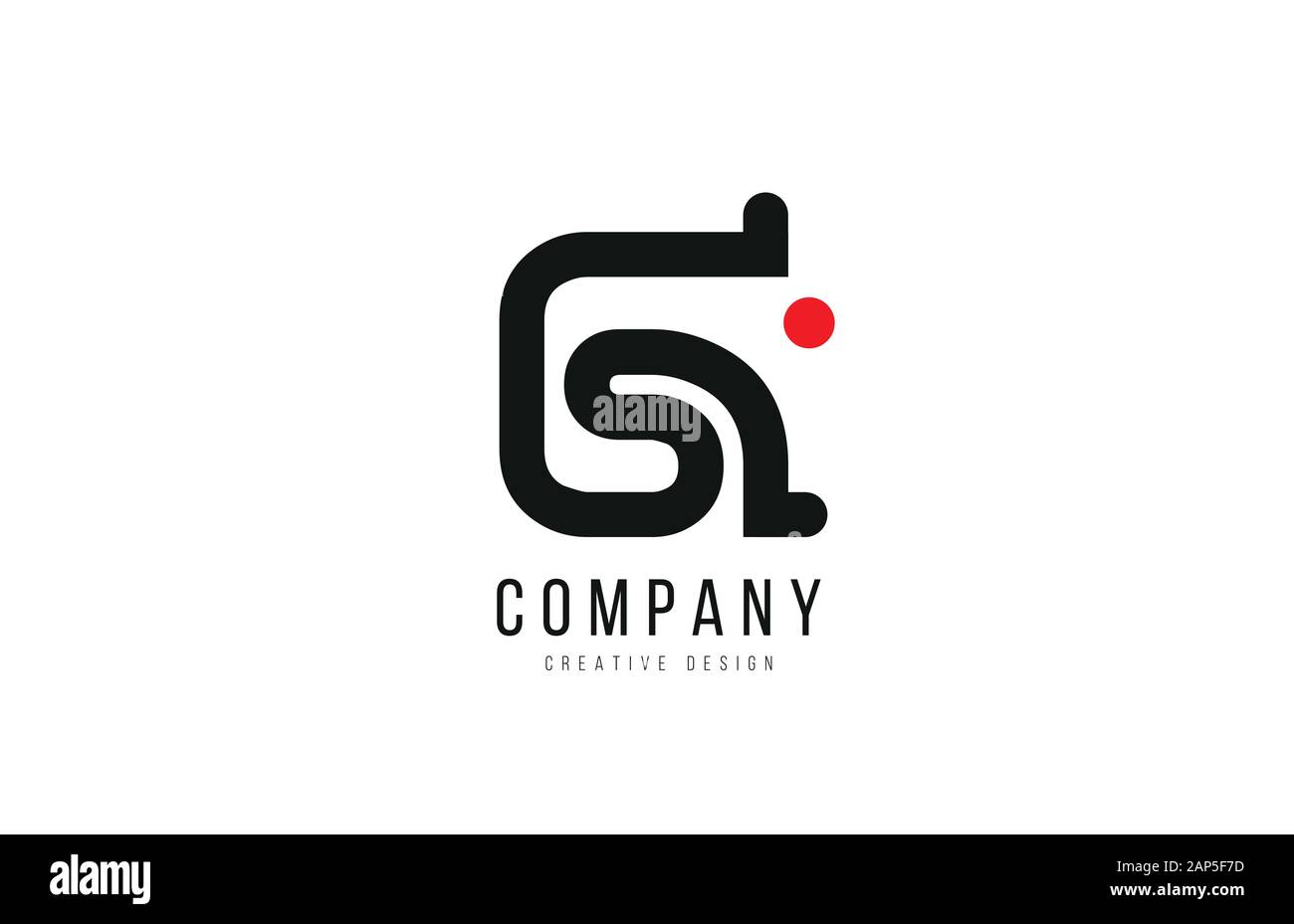 red and black dot G alphabet letter for company business logo or ...
