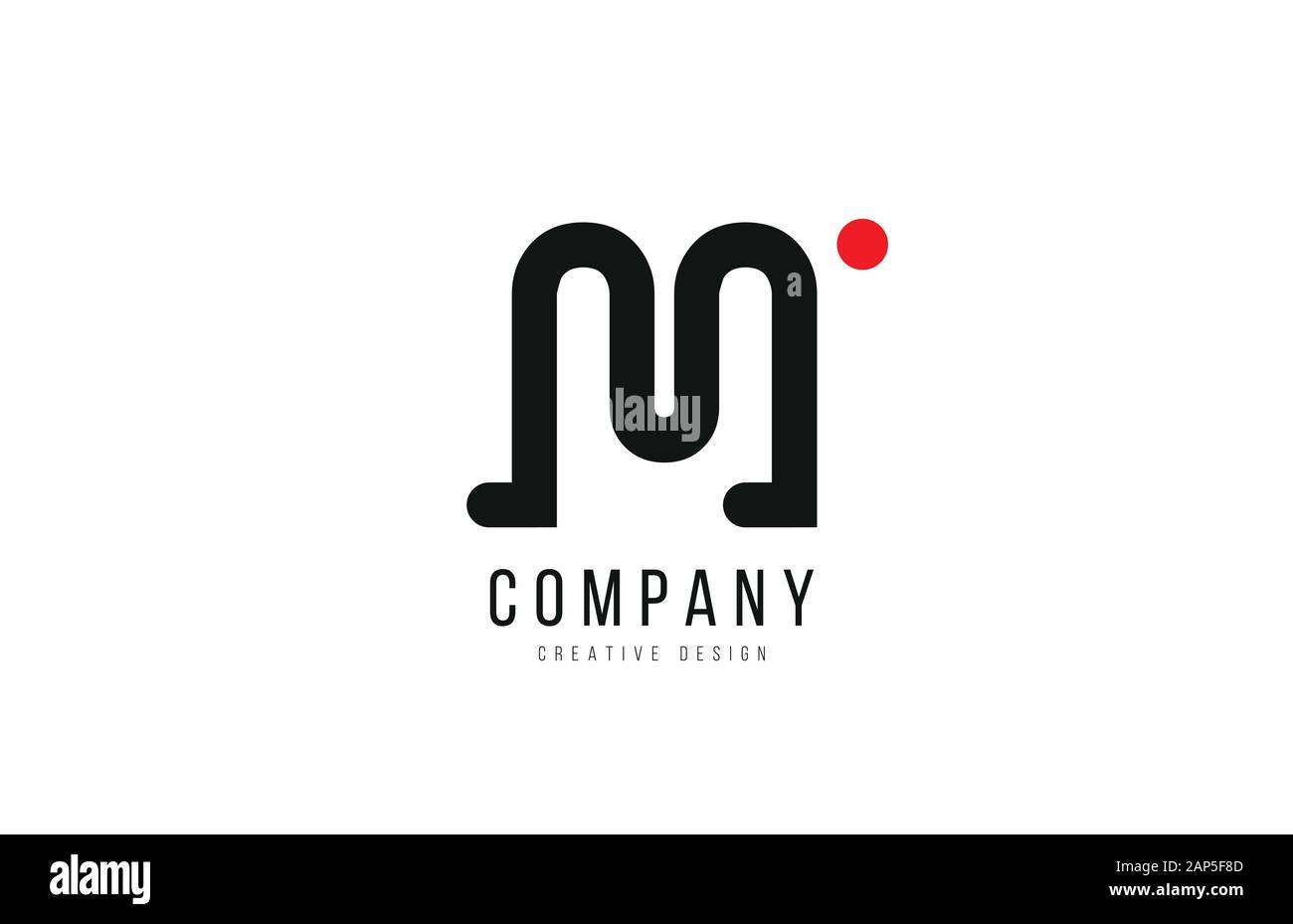 red and black dot M alphabet letter for company business logo or ...