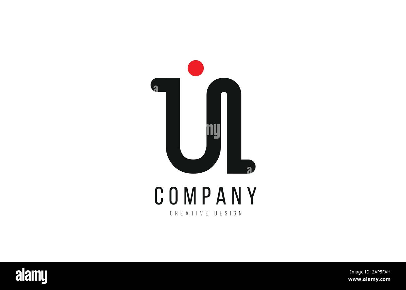 red and black dot U alphabet letter for company business logo or ...