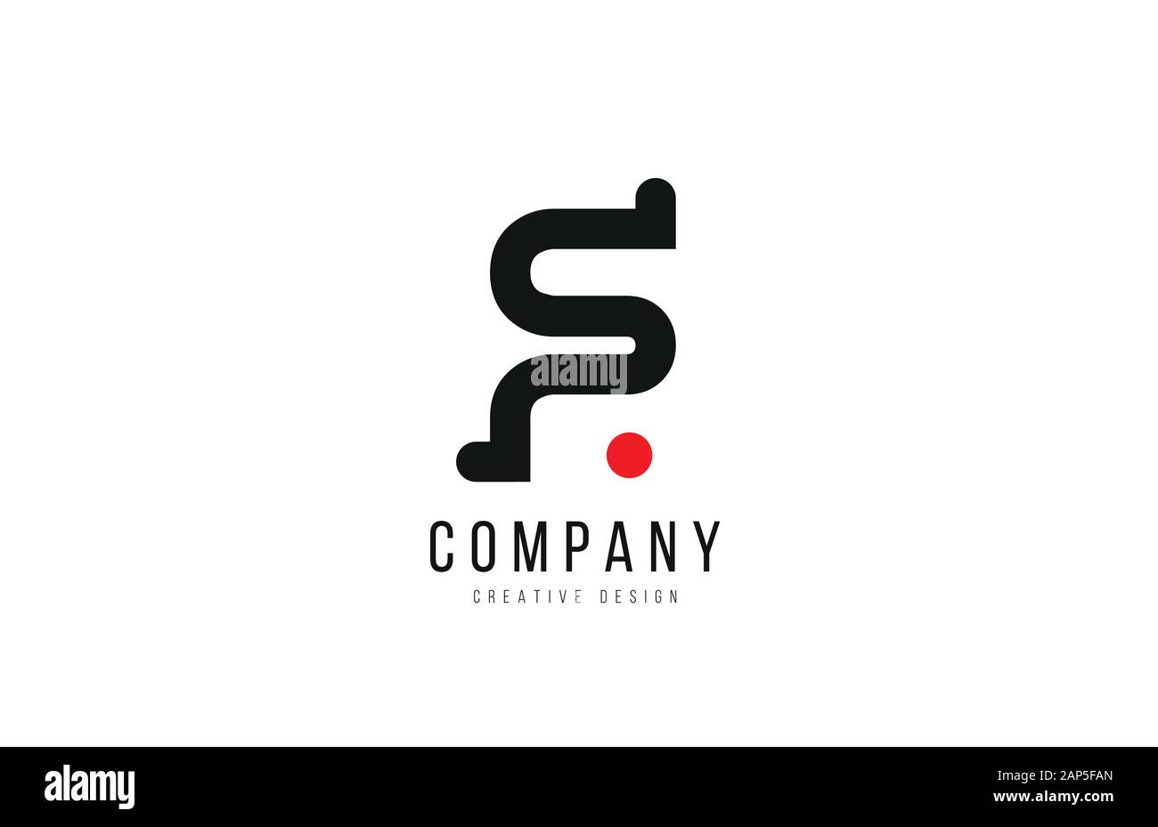red and black dot F alphabet letter for company business logo or ...