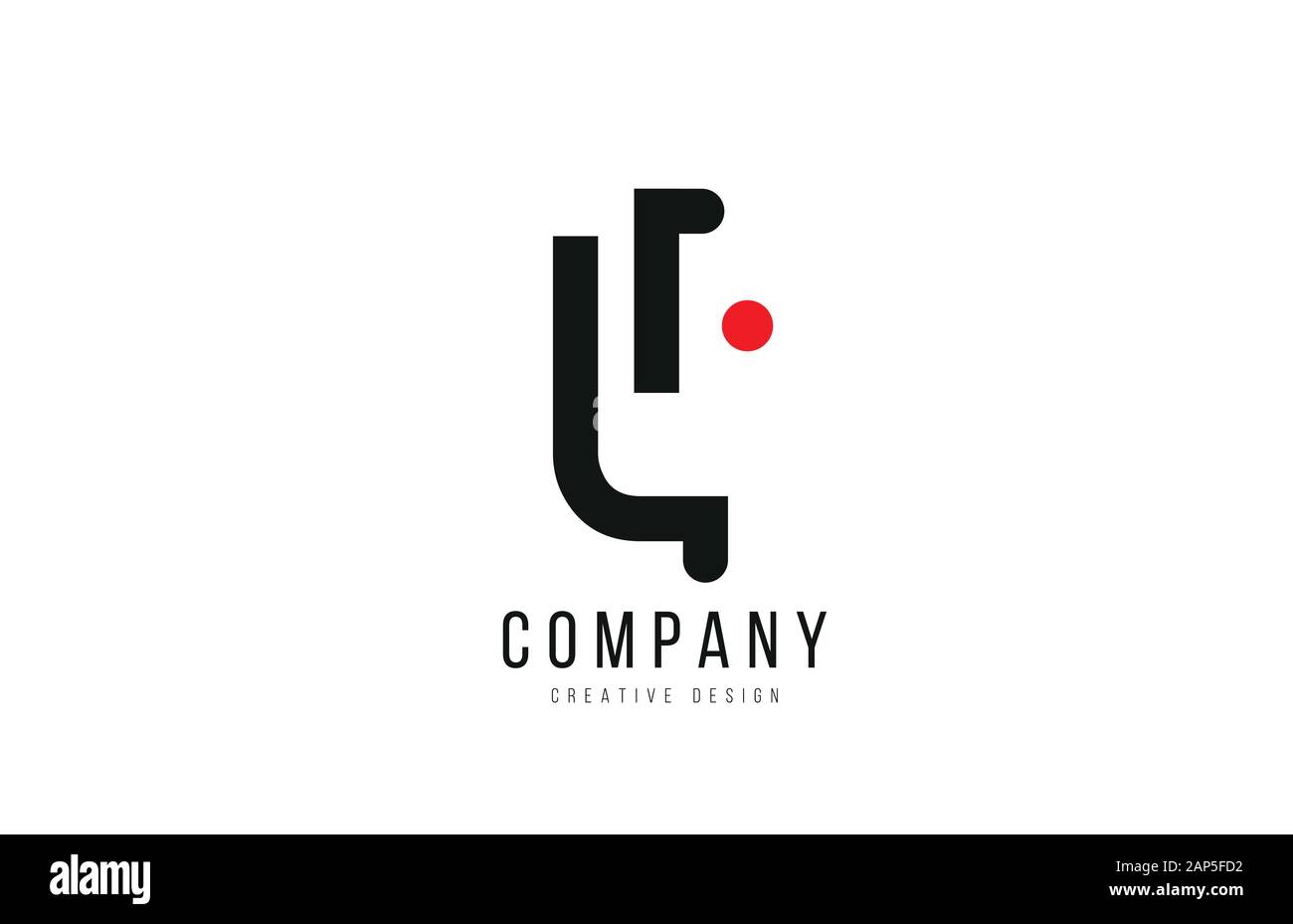 red and black dot L alphabet letter for company business logo or ...