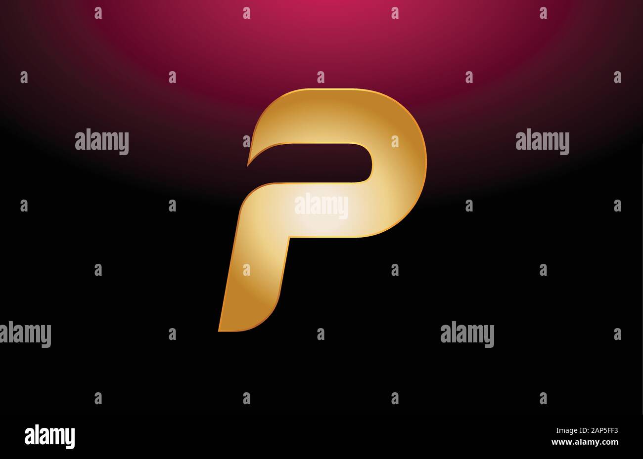 gold golden metal alphabet letter P logo company icon design. Suitable ...