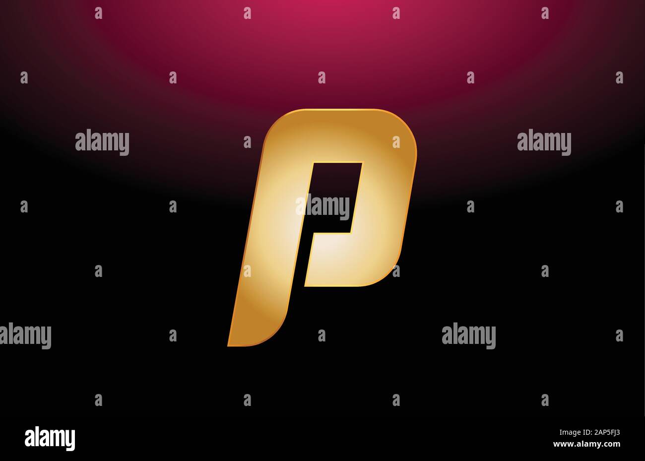 gold golden metal alphabet letter P logo company icon design. Suitable ...