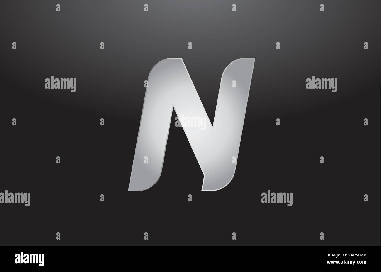 metal alphabet letter silver N grey logo business company design icon ...