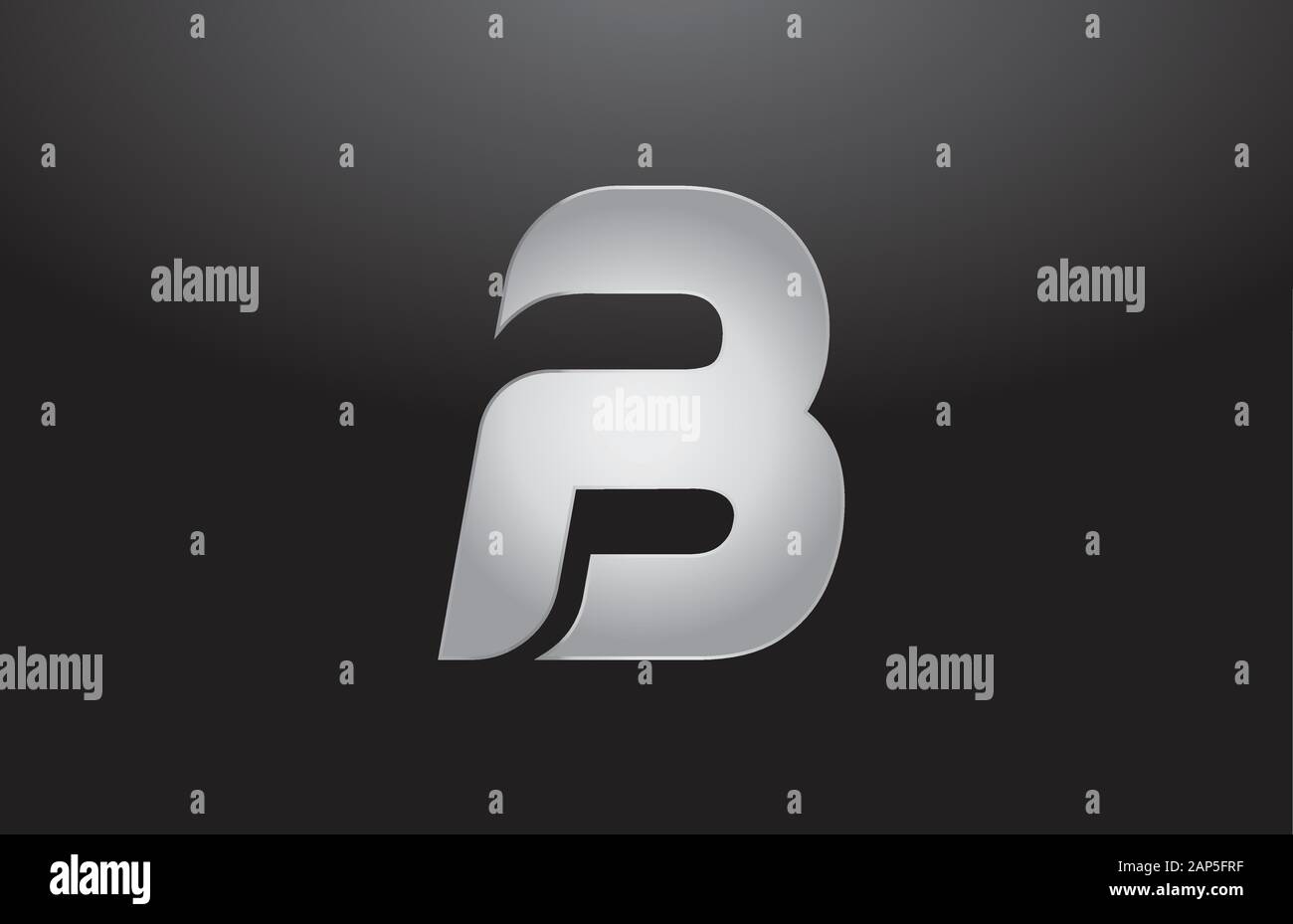metal alphabet letter silver B grey logo business company design icon ...